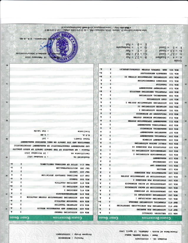 Academic Transcript Atmajaya | PDF | Physics | Science