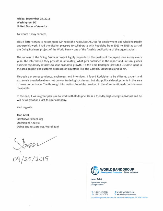 World Bank Recommendation_Letter_RA | PDF