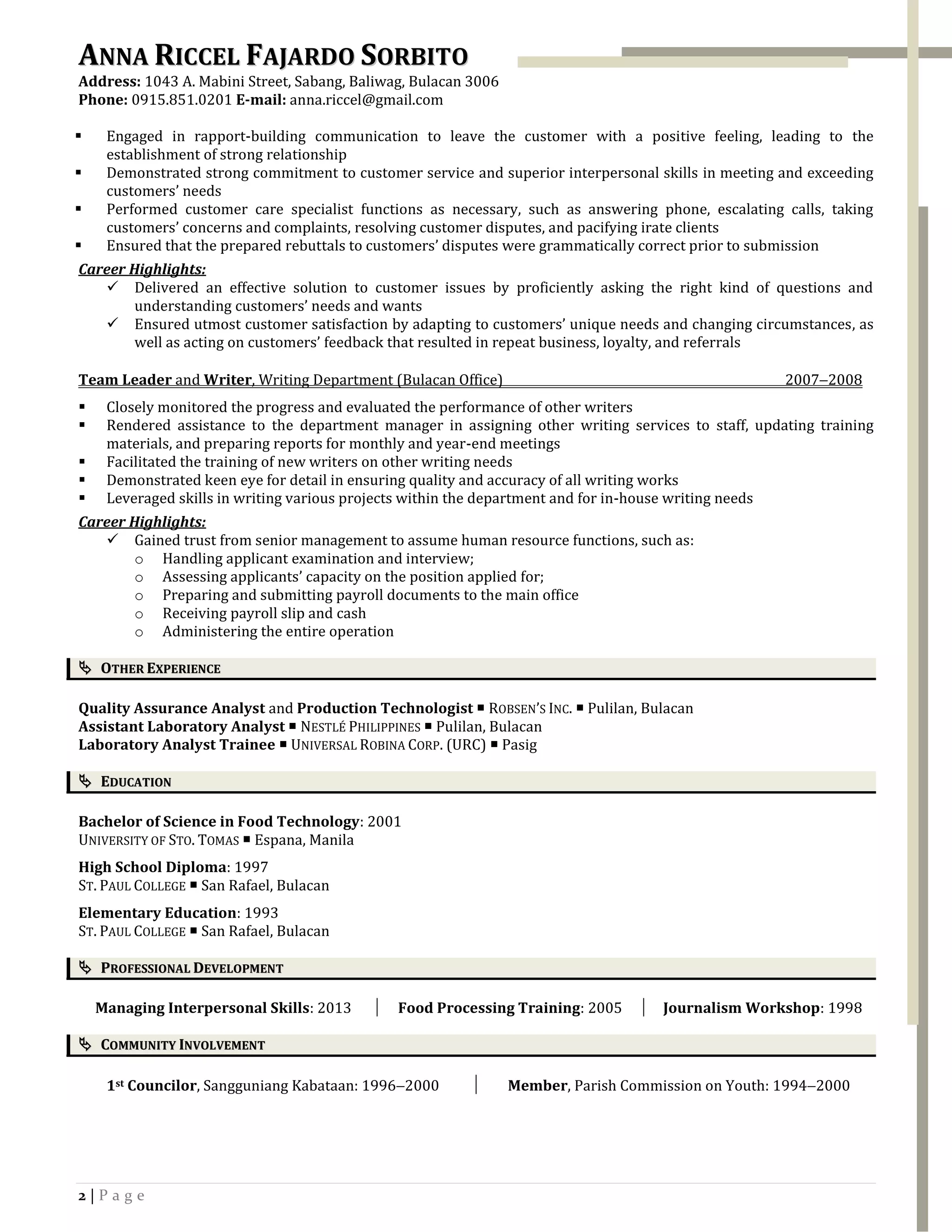 AnnA Riccel Resume 2016 | PDF