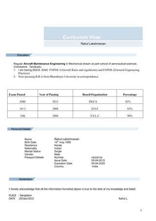 Rahul resume_TS | PDF | Aviation Industry | Industries