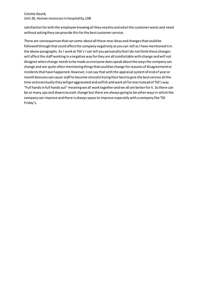 Unit 20 - Assignment 2, P3, M2 and D2 WORK | DOCX | Human Resources | Business