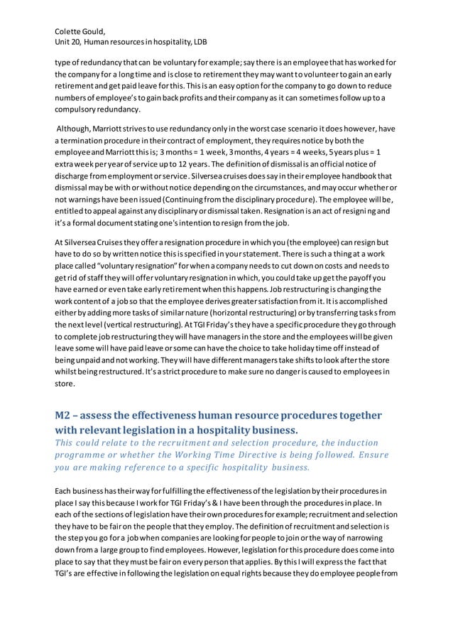 Unit 20 - Assignment 2, P3, M2 and D2 WORK | DOCX | Human Resources | Business