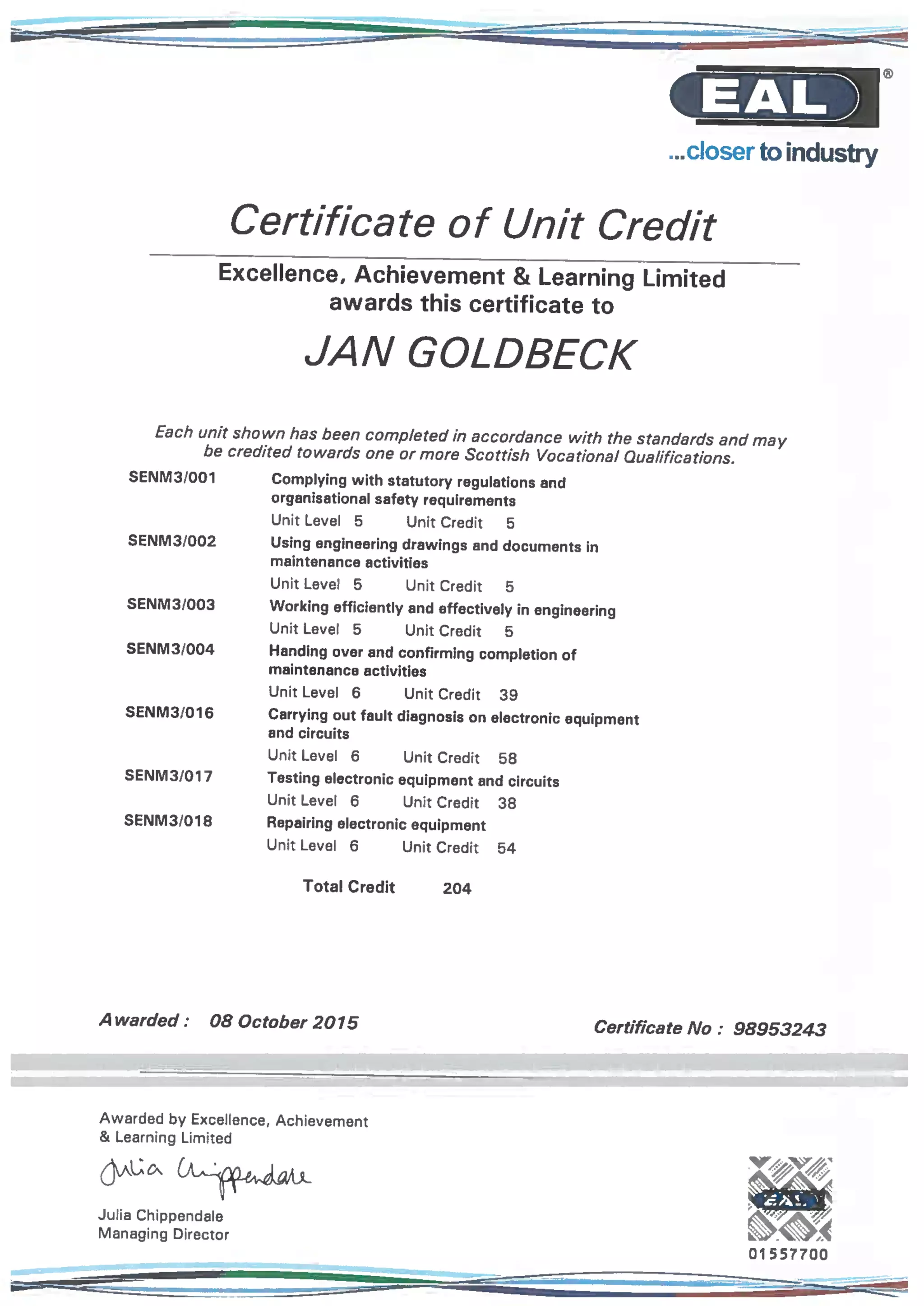 Modern Apprenticeship Certificate | PDF