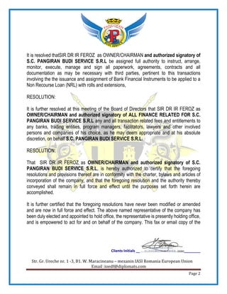 RESOLUTION OF THE BOARD OF DIRECTORS | PDF