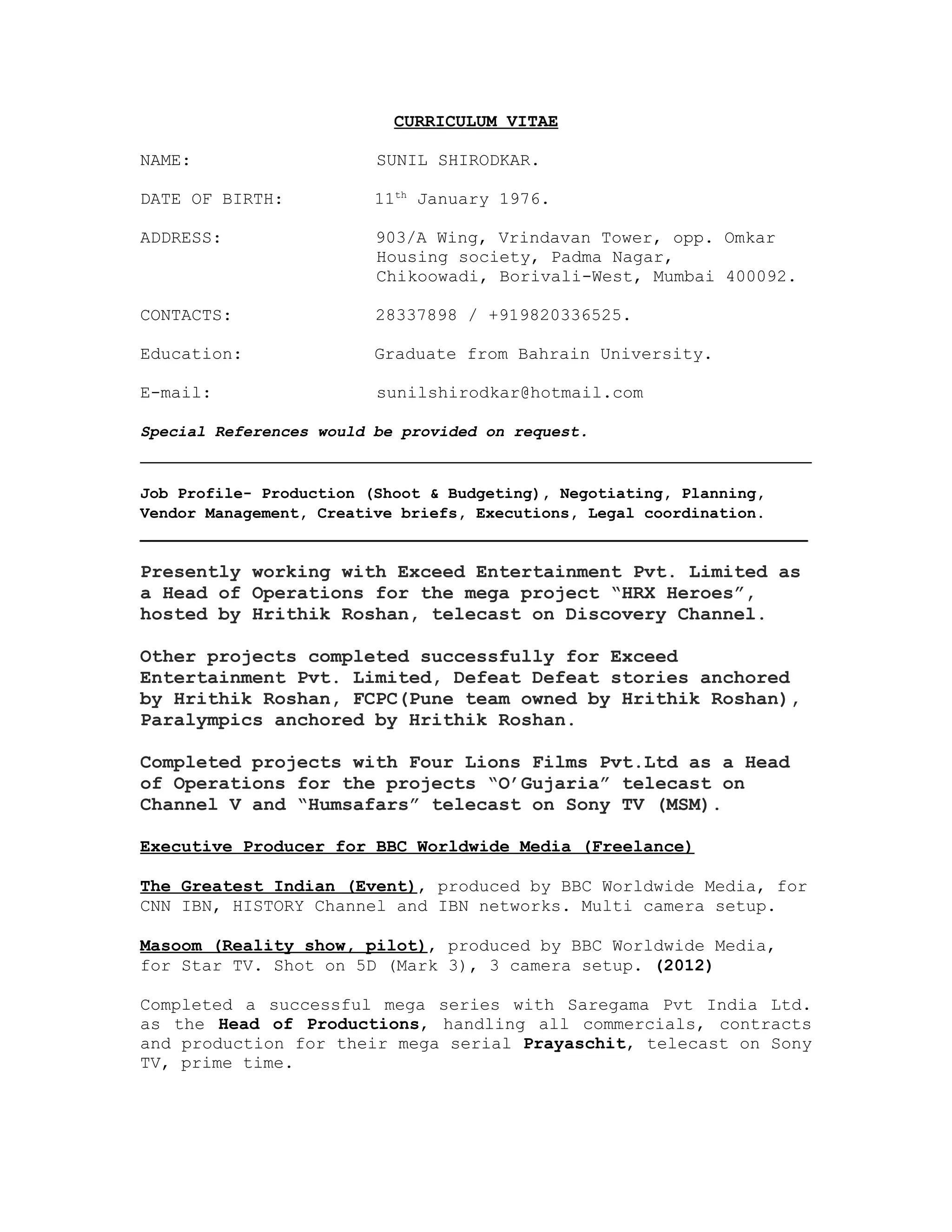 SunilCV29-10-15 | PDF | Free Download