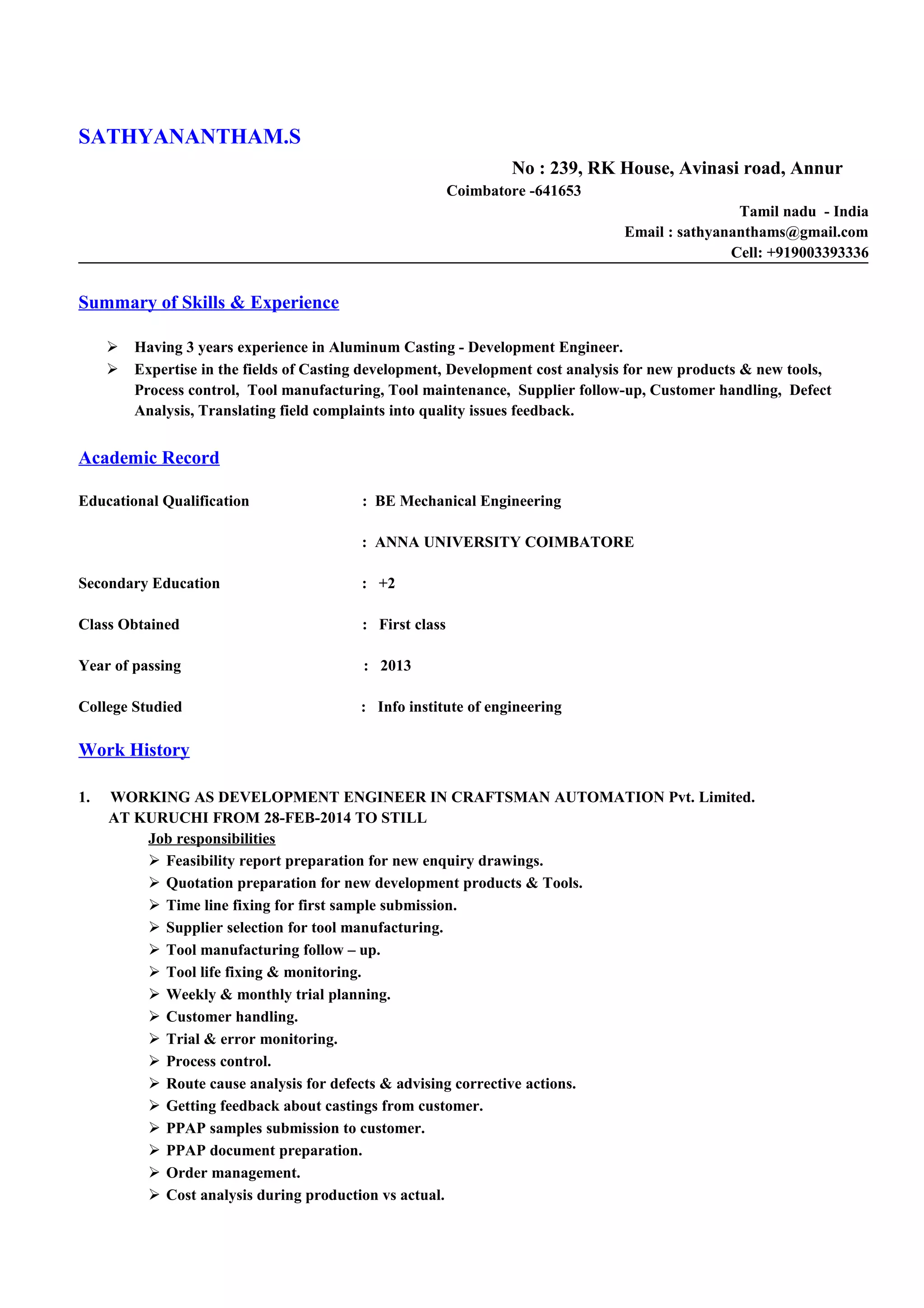 Sathya_Resume | PDF