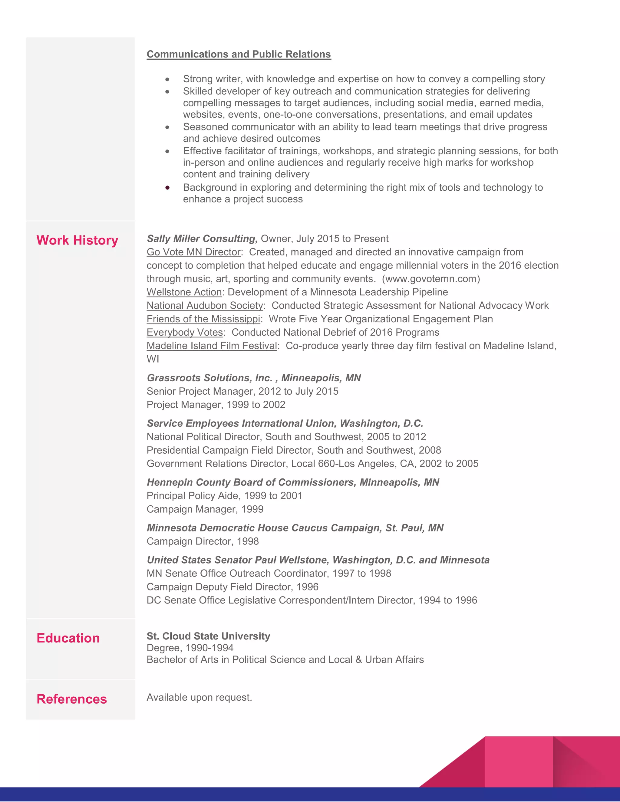 Sally Miller Resume 2017 | PDF