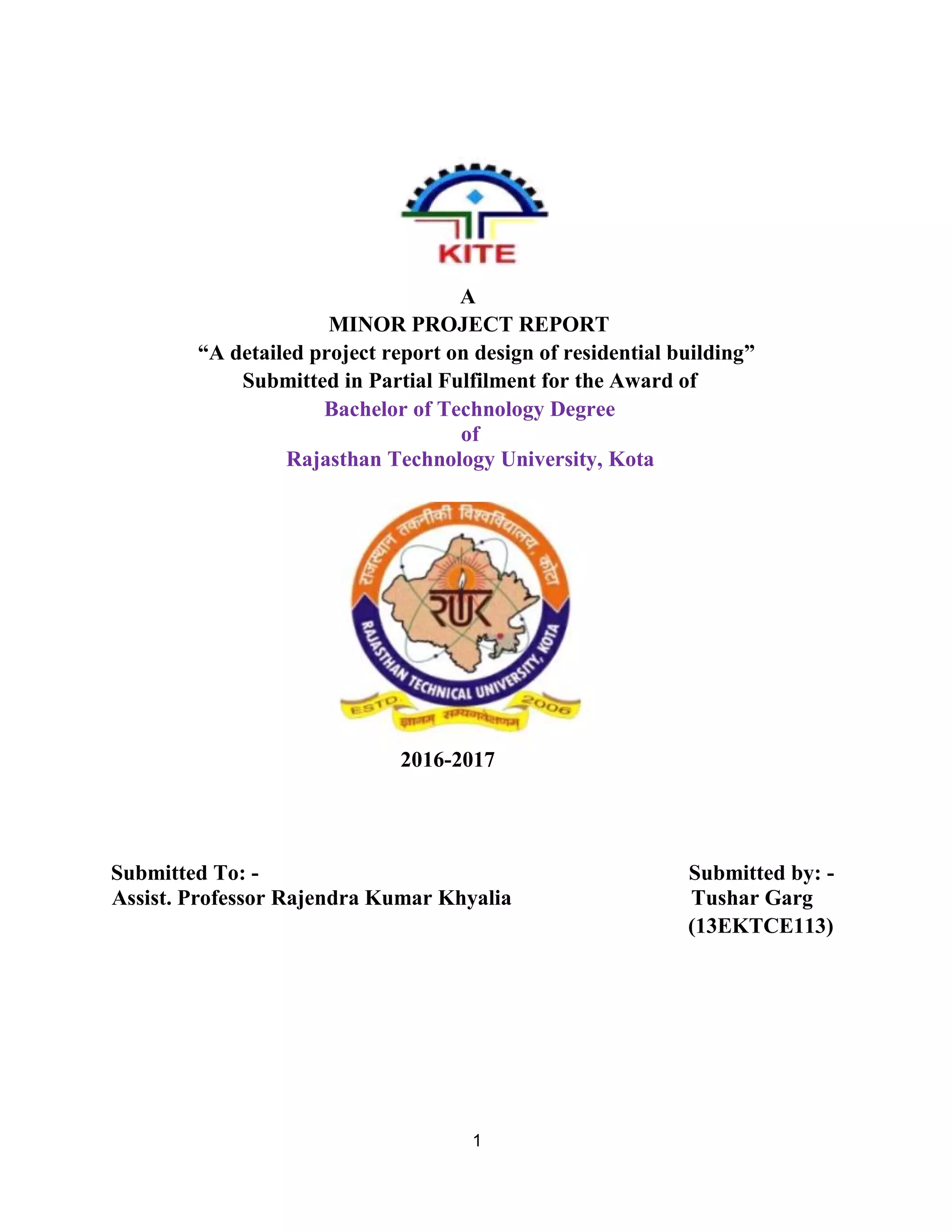 minor project report on design of residential building | PDF