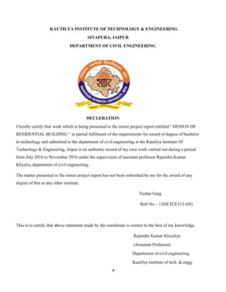 minor project report on design of residential building | PDF