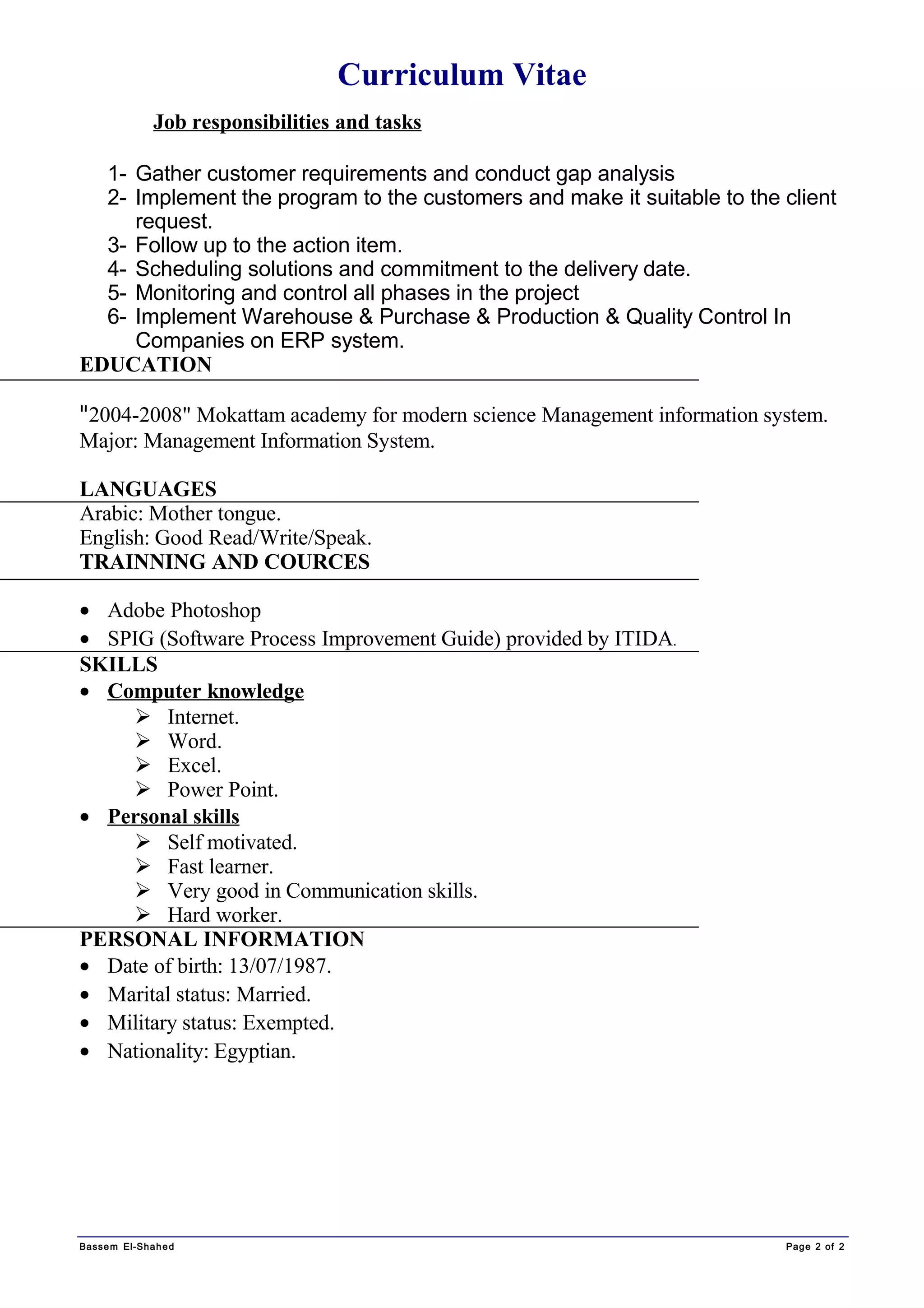 Final C.V bassem | PDF