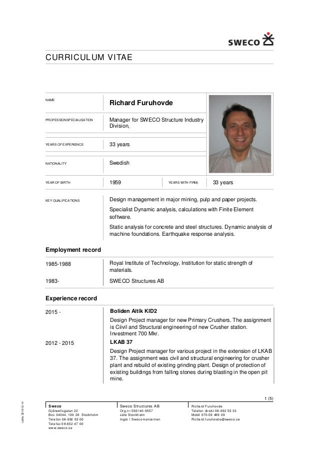 CV Richard Furuhovde