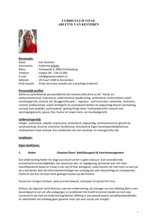Arlette van Kesteren - Gewoon Doen! Bedrijfssupport & Interimmanagement | PDF