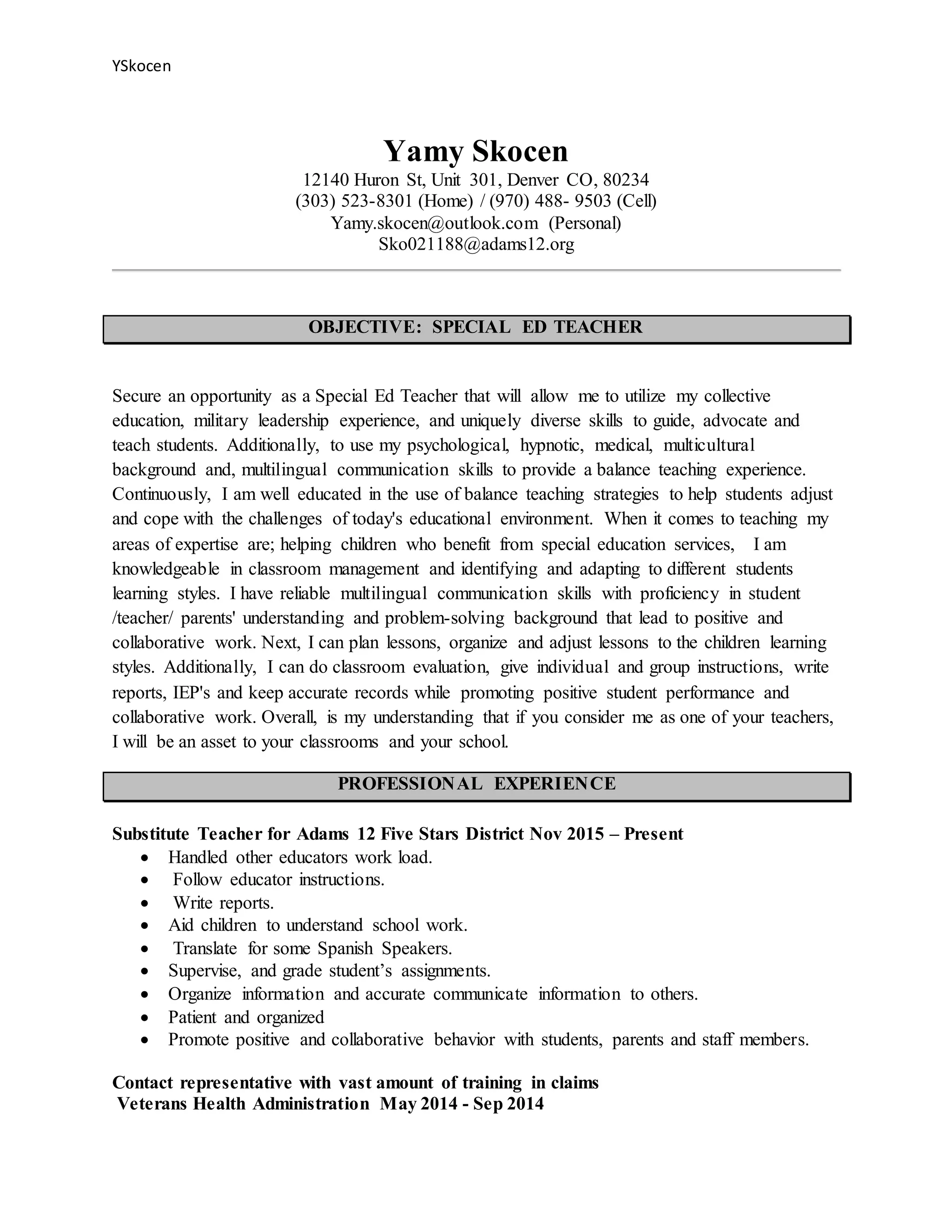Special Ed Resume | DOCX