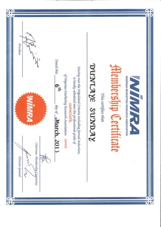 Membership Certificate (NIMRA) | PDF | Certified Pre-Owned Cars | Auto Type