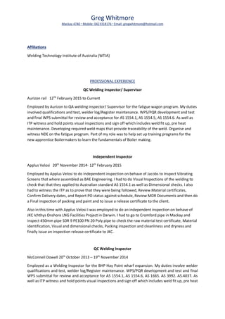 Resume New updated August | PDF | Australia and Oceania Travel | Travel ...