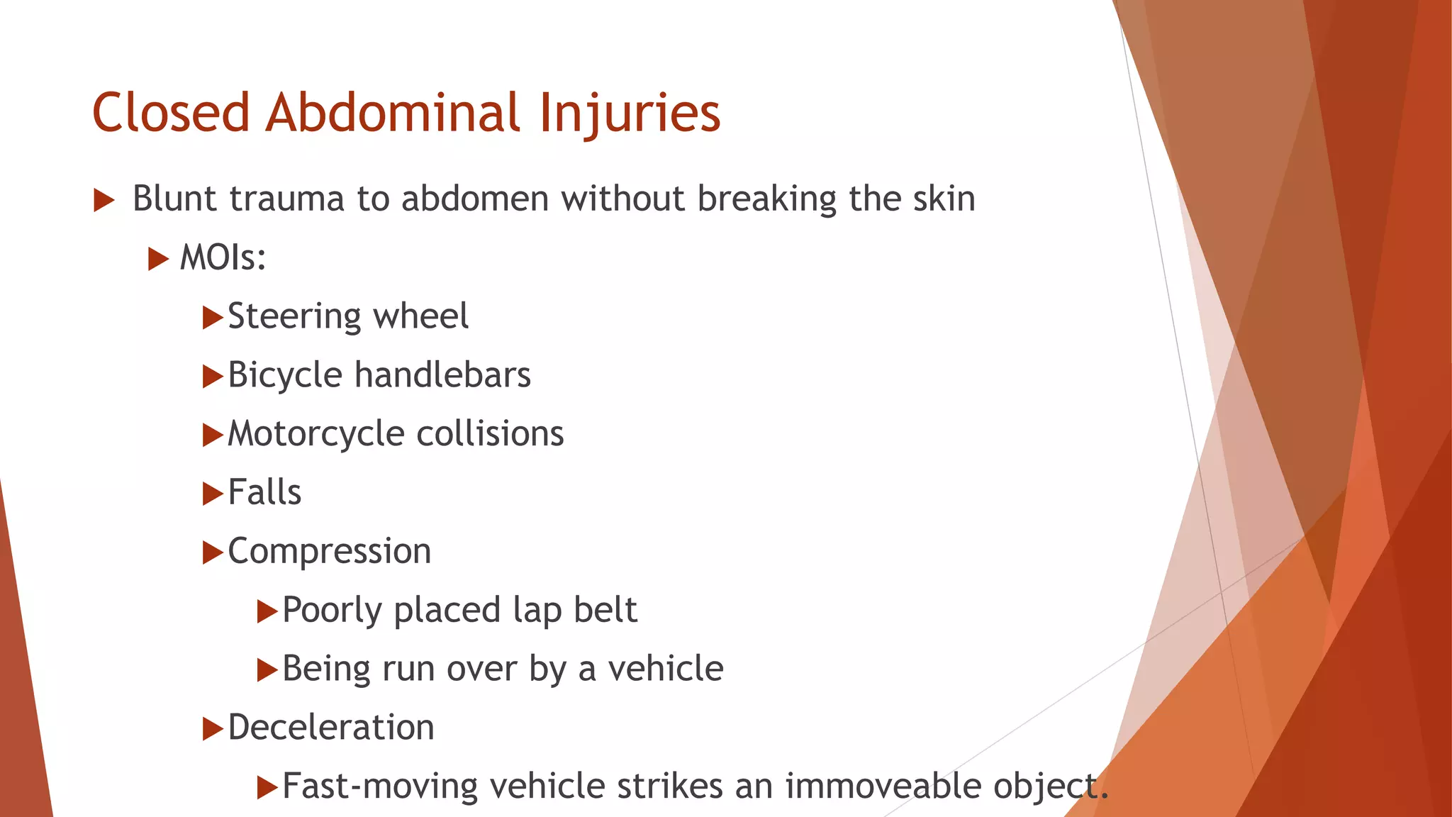 Chest, Abdominal and Genitourinary Injuries | PDF