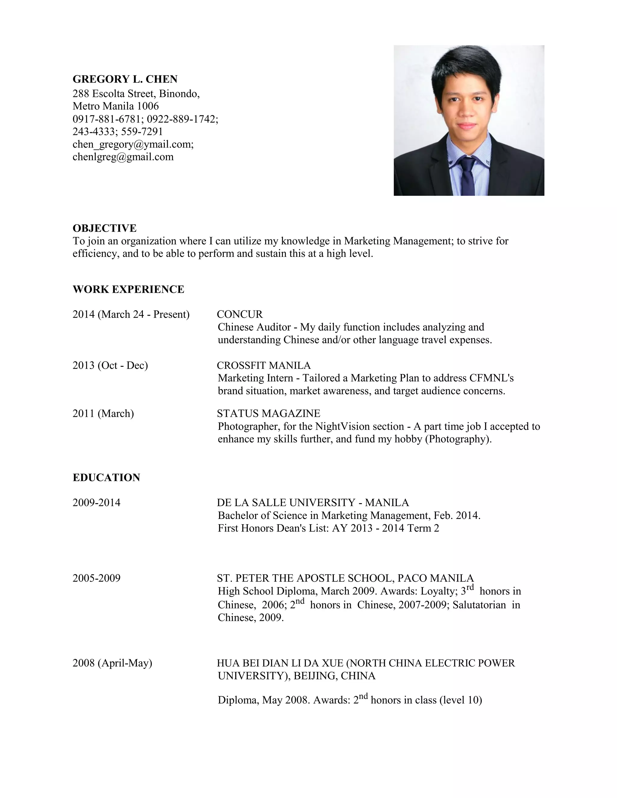 Resume - Gregory L Chen | PDF