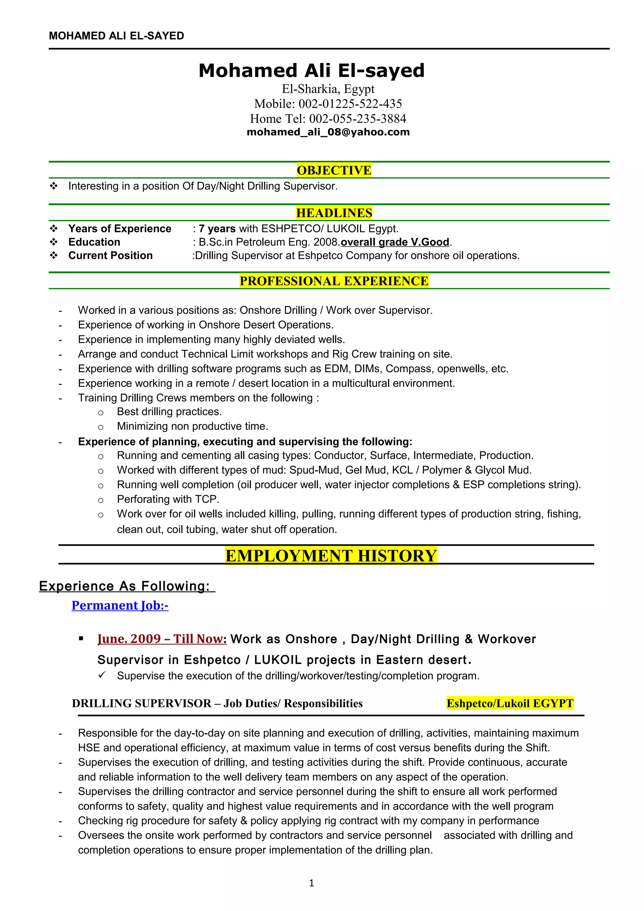 MOHAMED ALI EL SAYED CV | PDF