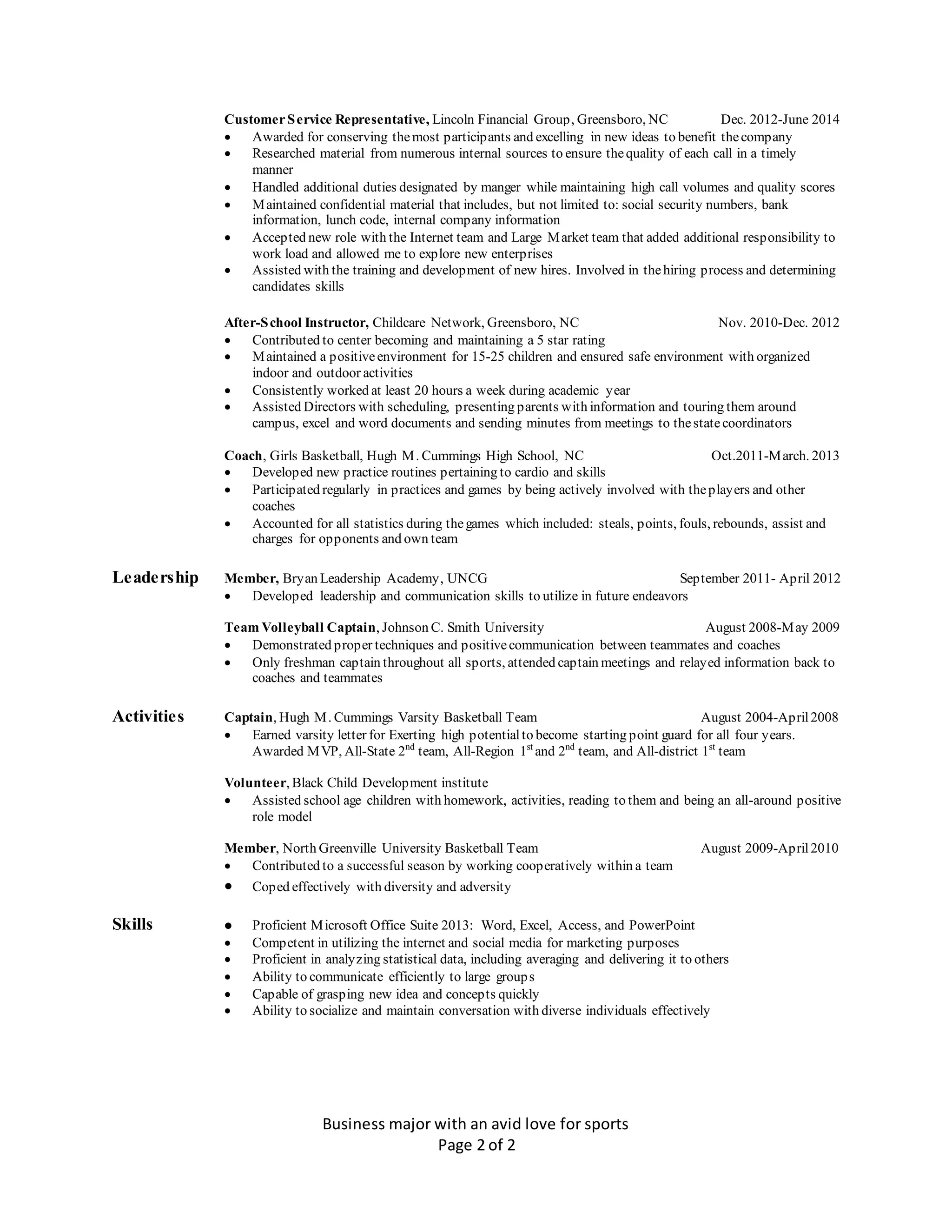 Porsha's Sports Resume | DOCX