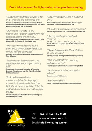 Mobile Team Challenge - 3 Inspirational Workshops for Health Care | PDF