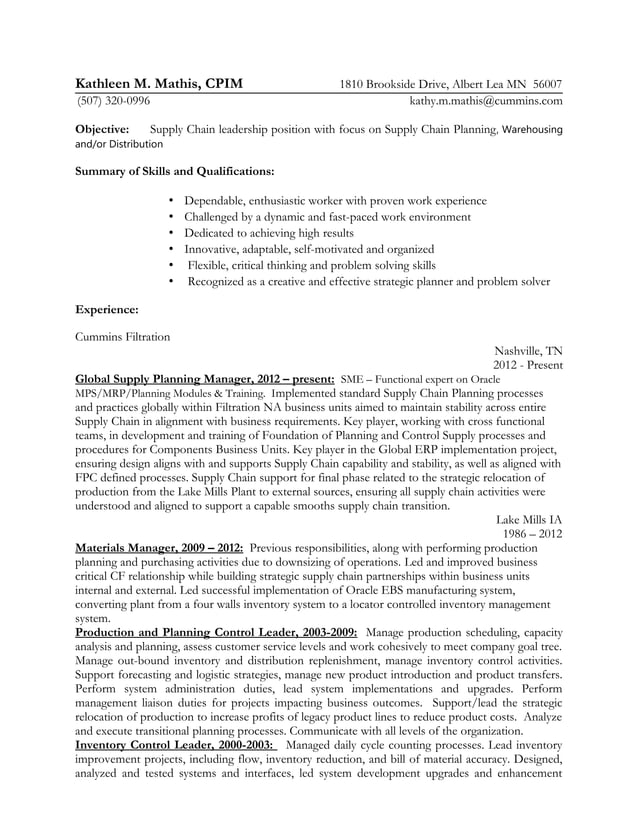Kathleen M Mathis Resume | PDF