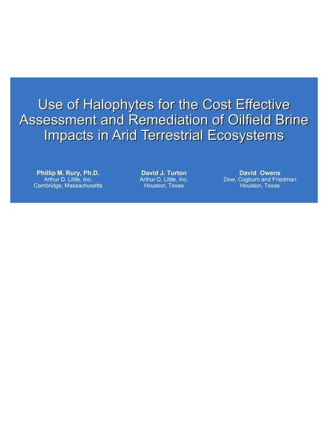 Halophytes for Oilfield Remediation | PDF