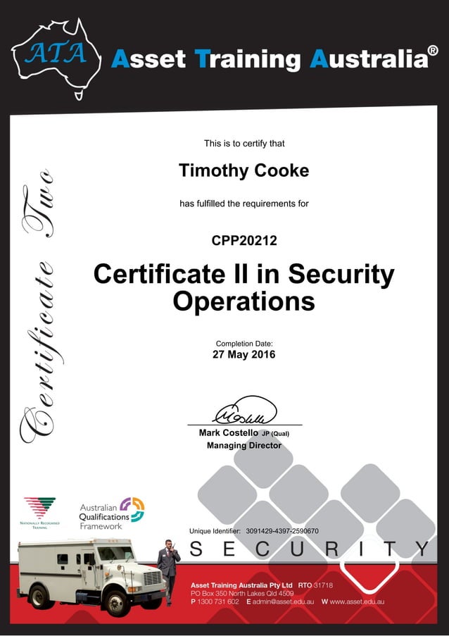 Tim Certificate II in Security Operations (1) | PDF