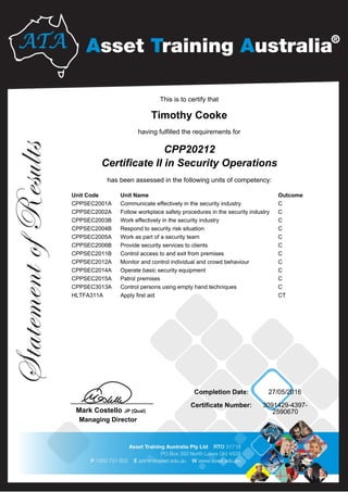 Tim Certificate II in Security Operations (1) | PDF