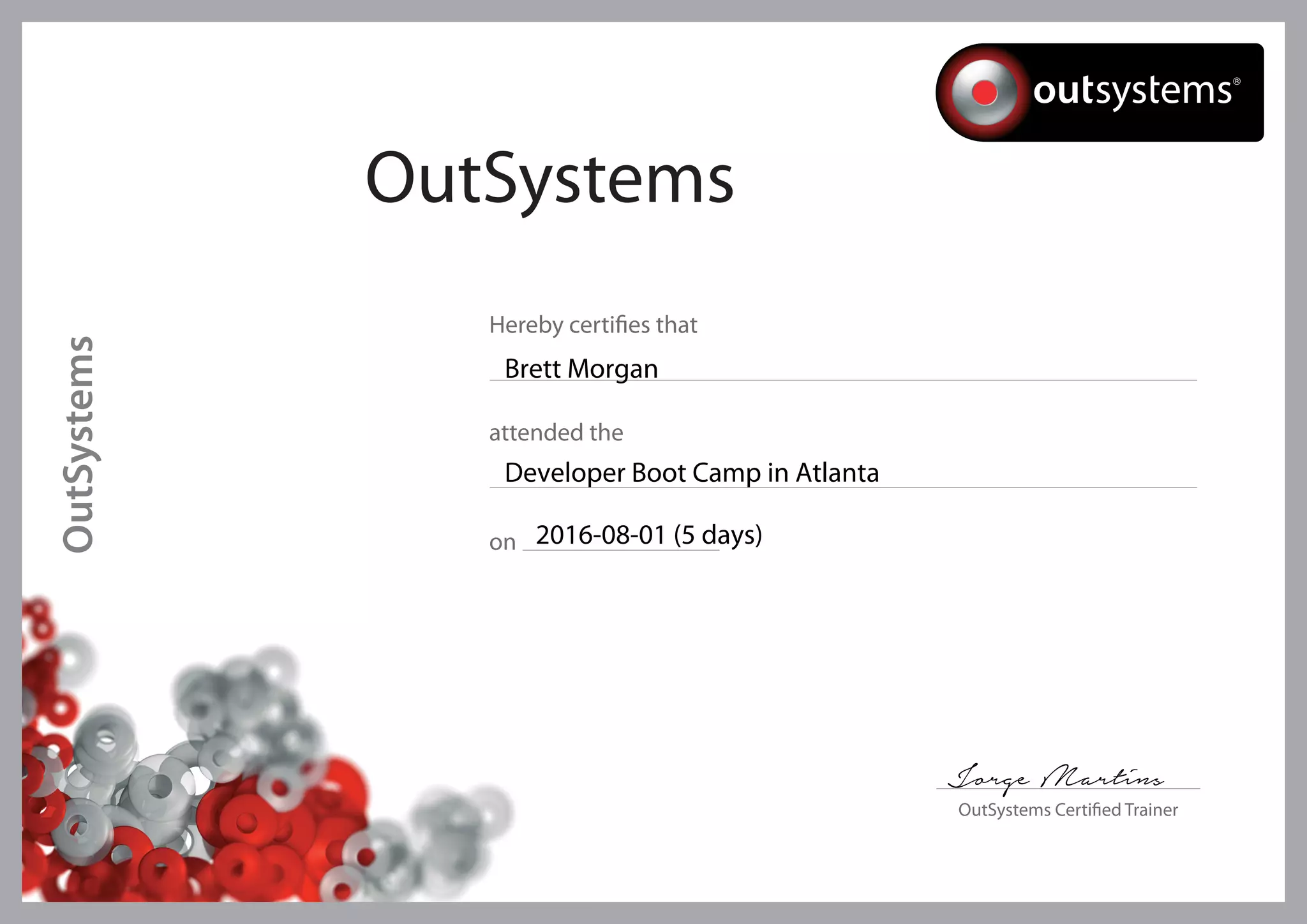OutSystems Presence Certificate | PPT