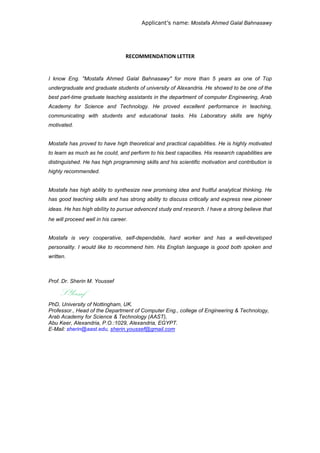 Mostafa Galal LETTER-PDF | PDF | College Education | Education