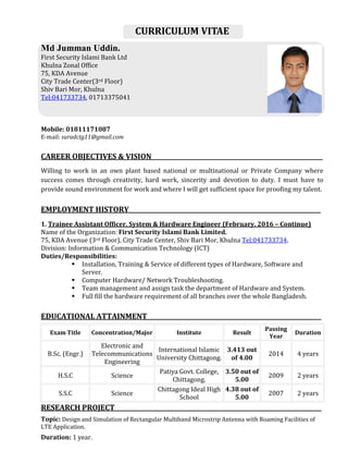 CV OF MD. JUMMAN UDDIN | PDF