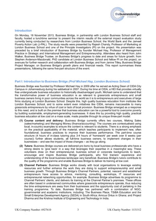 Business Bridge Seminar Report 18th November 2013 | PDF