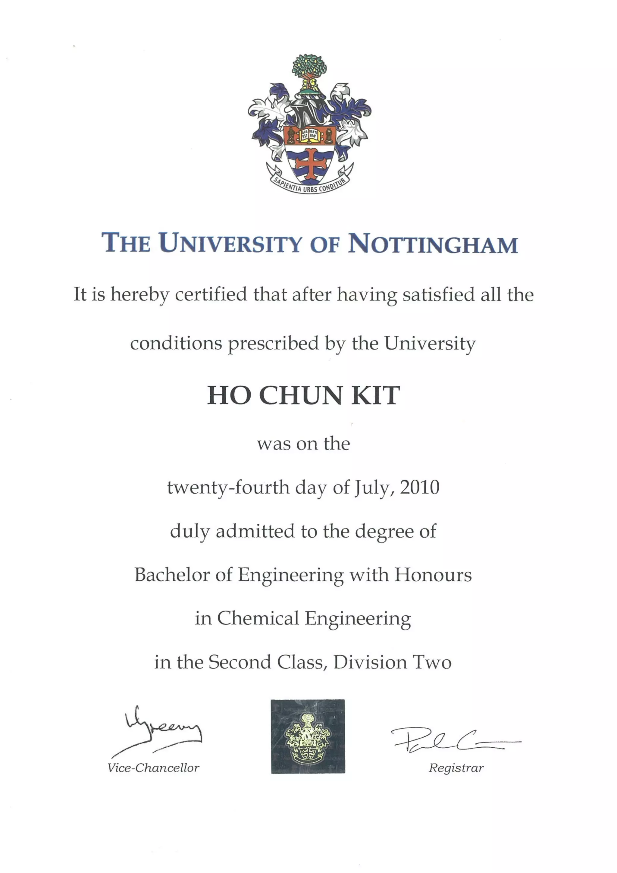 Nottingham Certificate (BEng) | PDF | Free Download