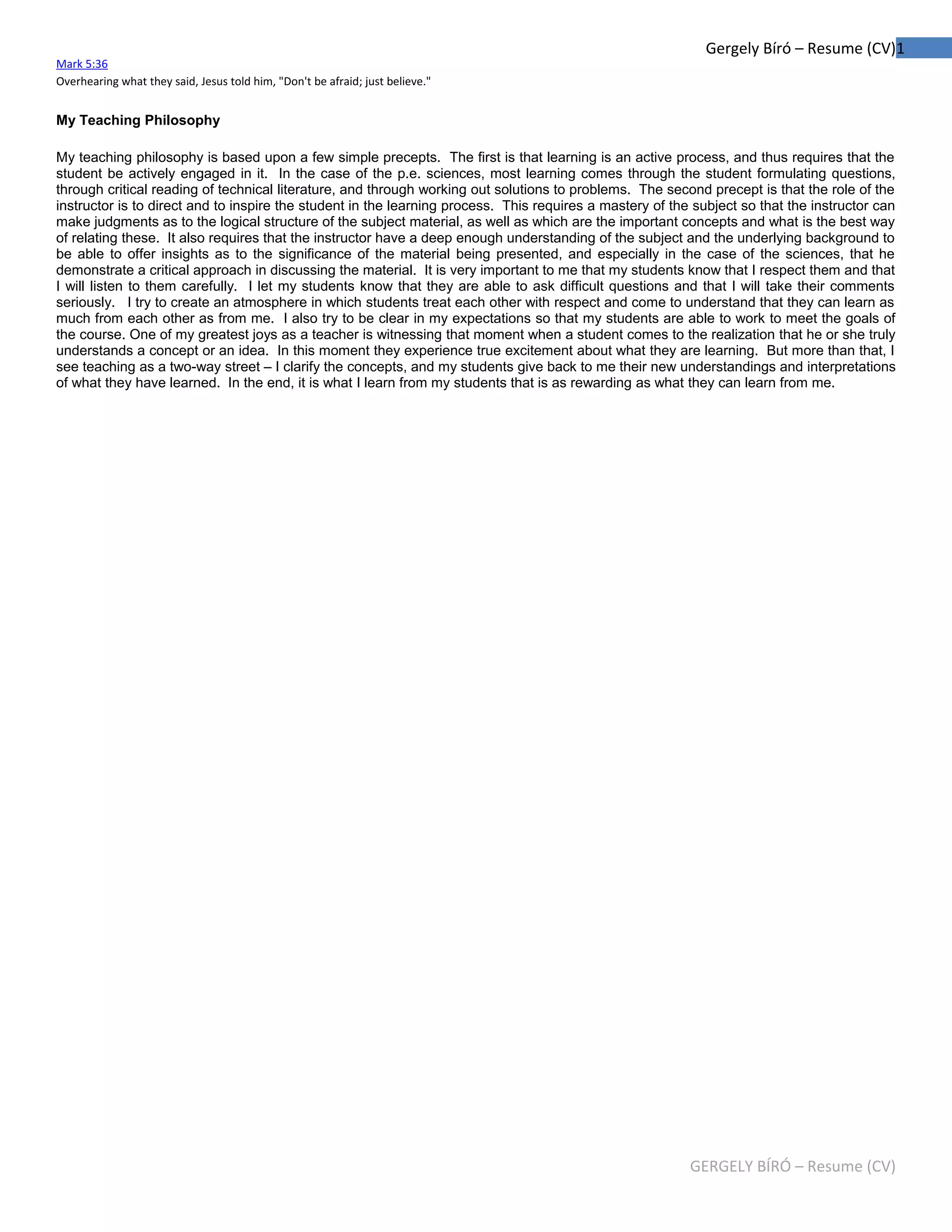 My Teaching Philosophy | PDF