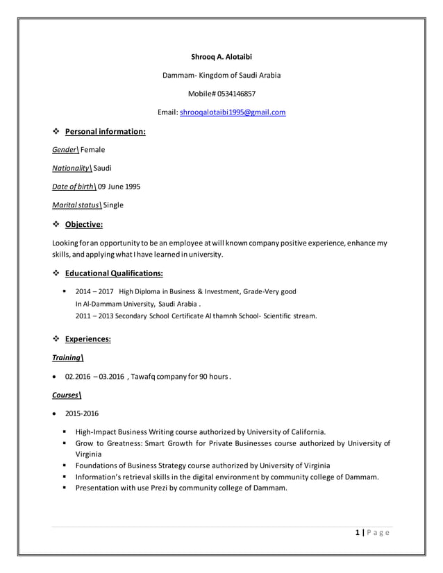 Shrooq Alotaibi CV final. | DOCX