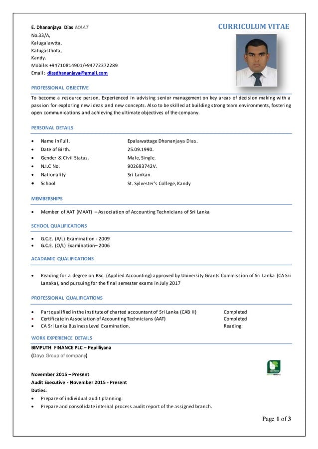 CV - Dhananjaya Dias 1 | DOCX