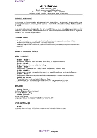 Anna Crudele CV | DOCX | Education
