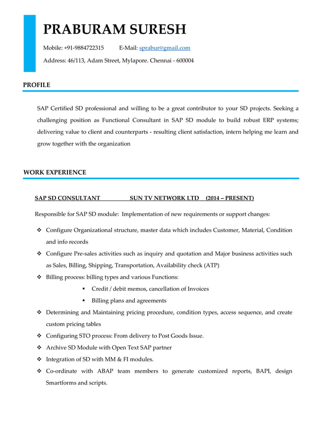 Praburam_SAP_SD_CV | PDF