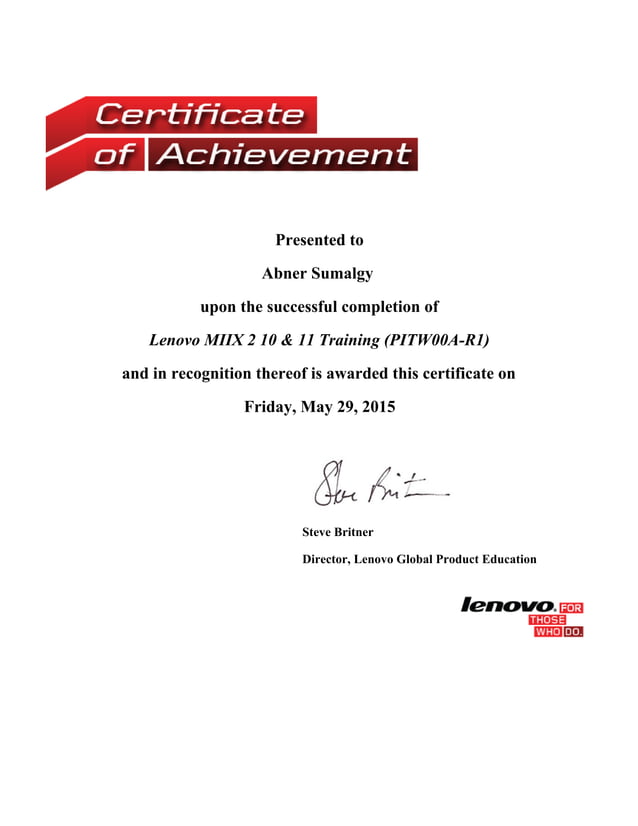 Lenovo MIIX 2 10 & 11 (PITW00A-R1) Certificate | PDF