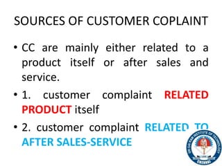 TQM - CUSTOMER COMPLAINT/FEEDBACK - FINAL YEAR CS/IT - SRI SAIRAM ...