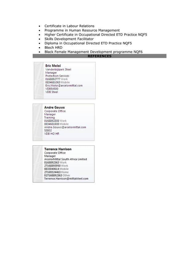 My CV | DOC | Human Resources | Business