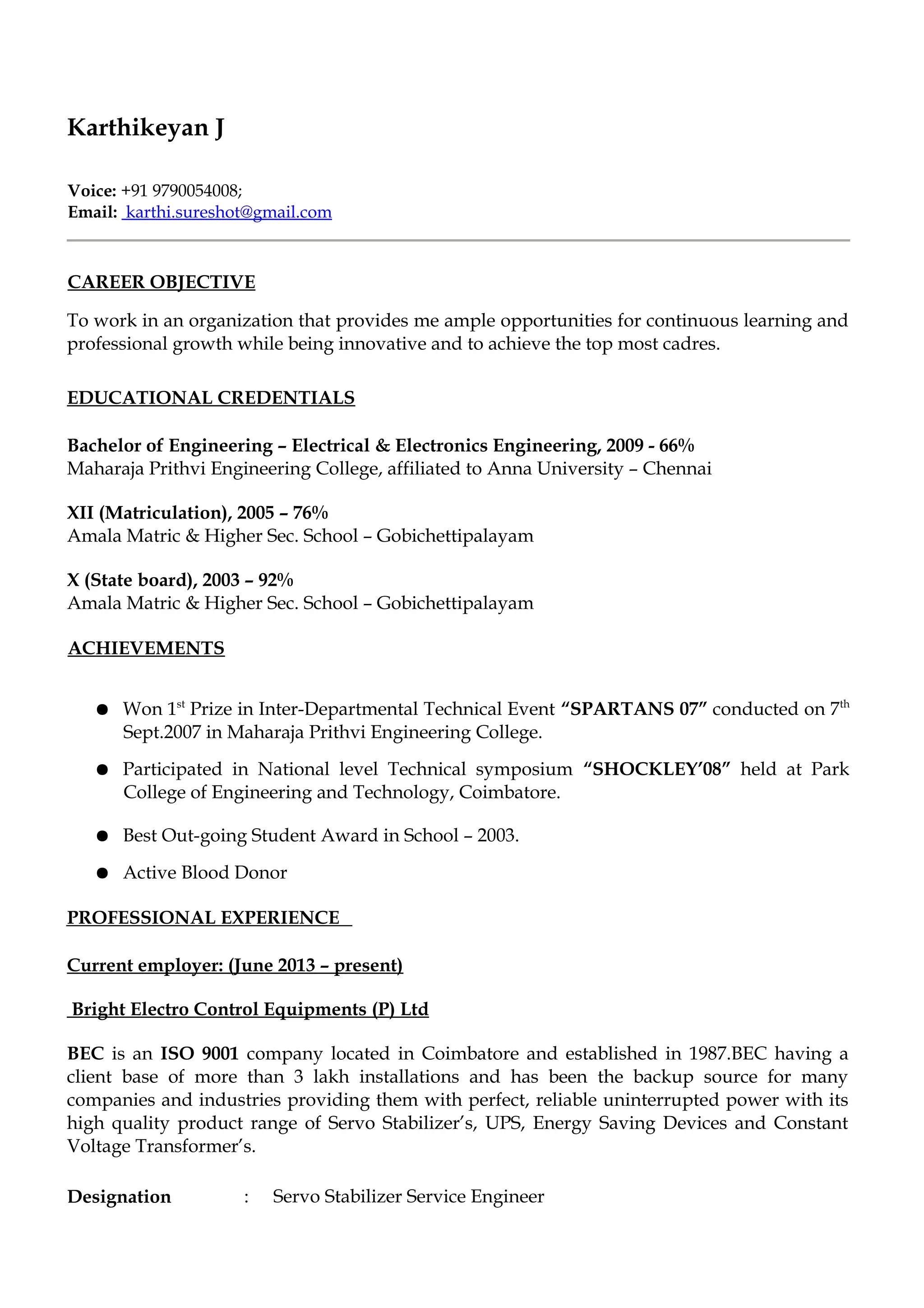 Karthikeyan Resume | PDF