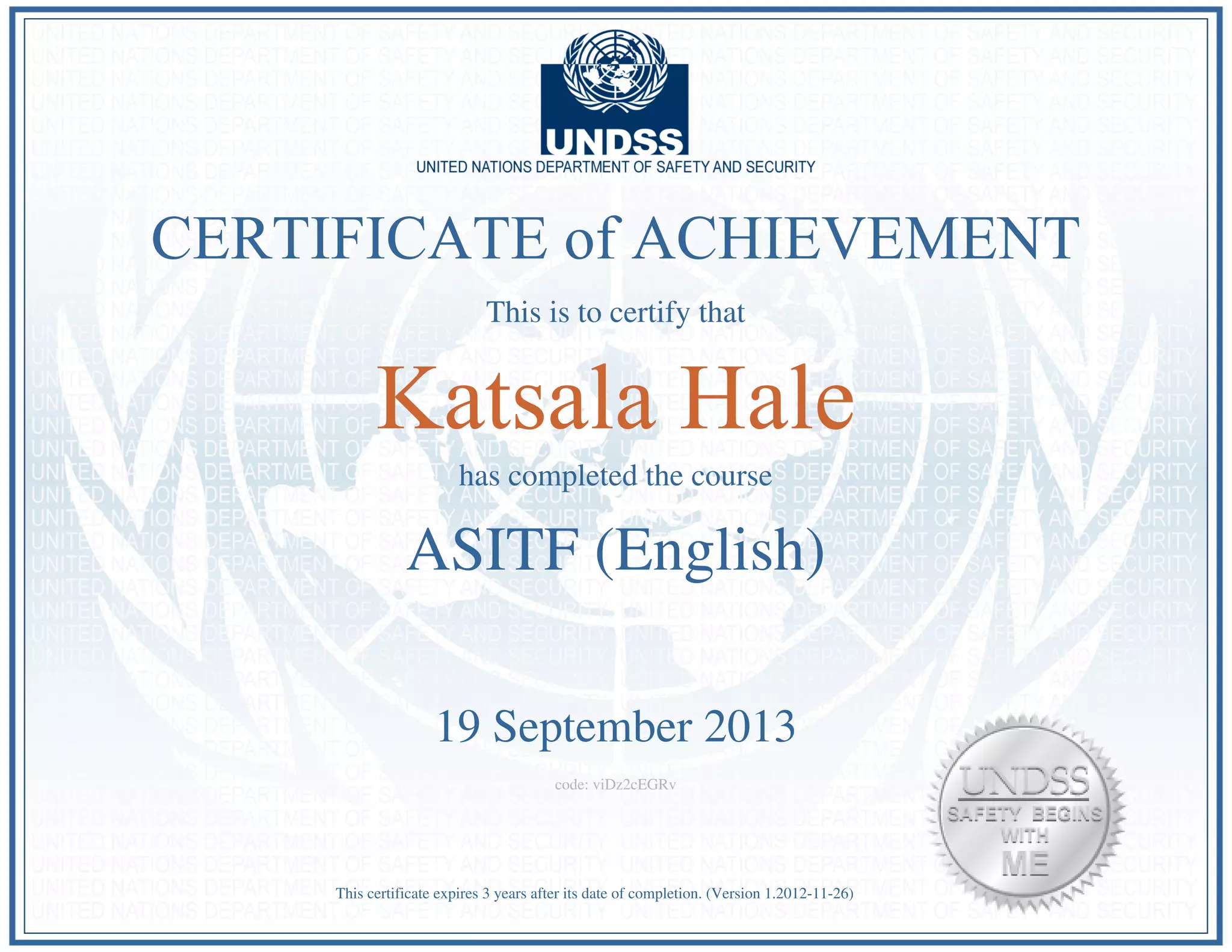 UNDSS Certificate | PPT