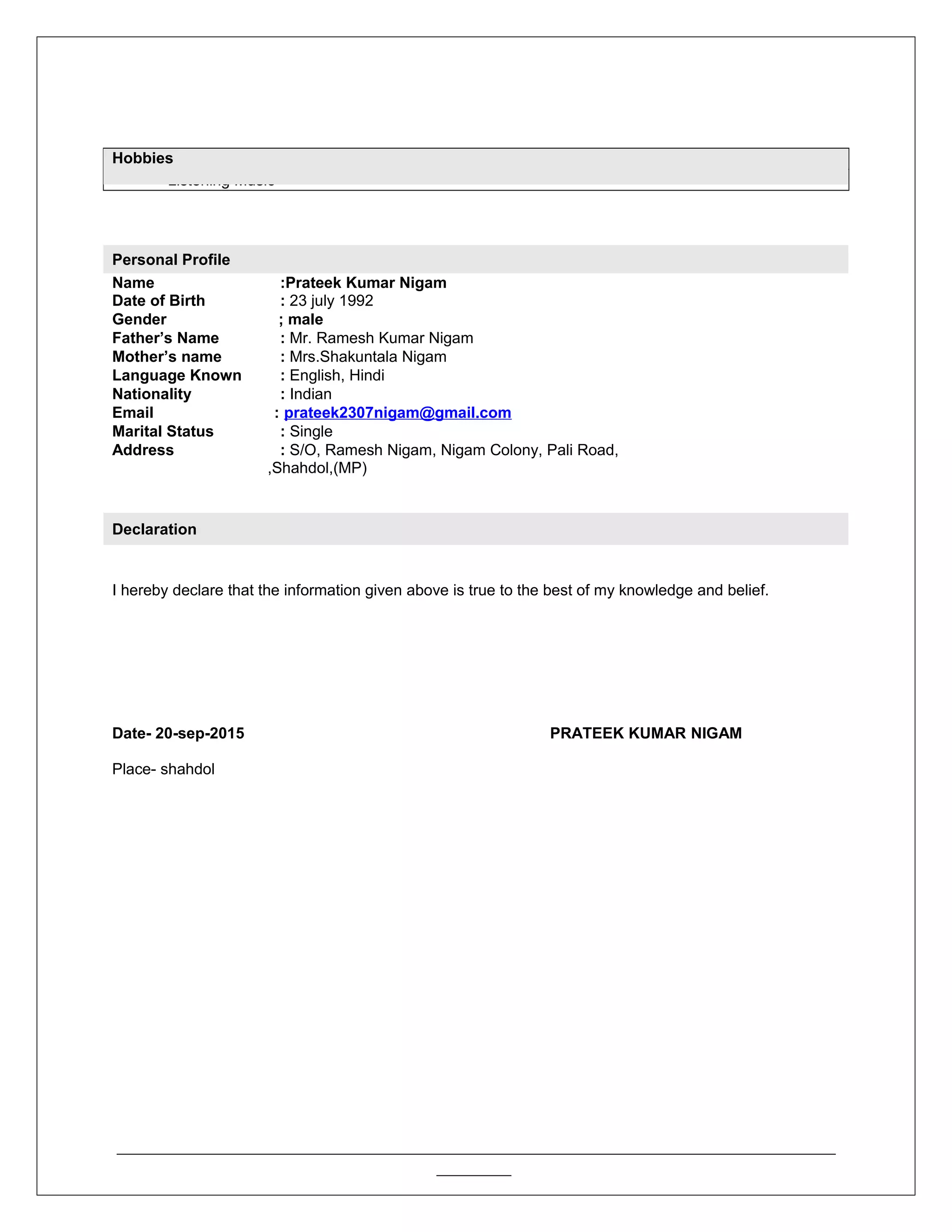 BHAIYA RESUME - Copy | PDF