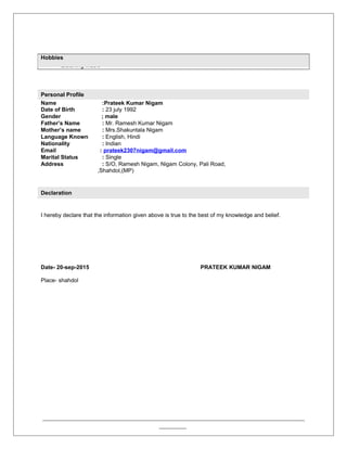 BHAIYA RESUME - Copy | PDF