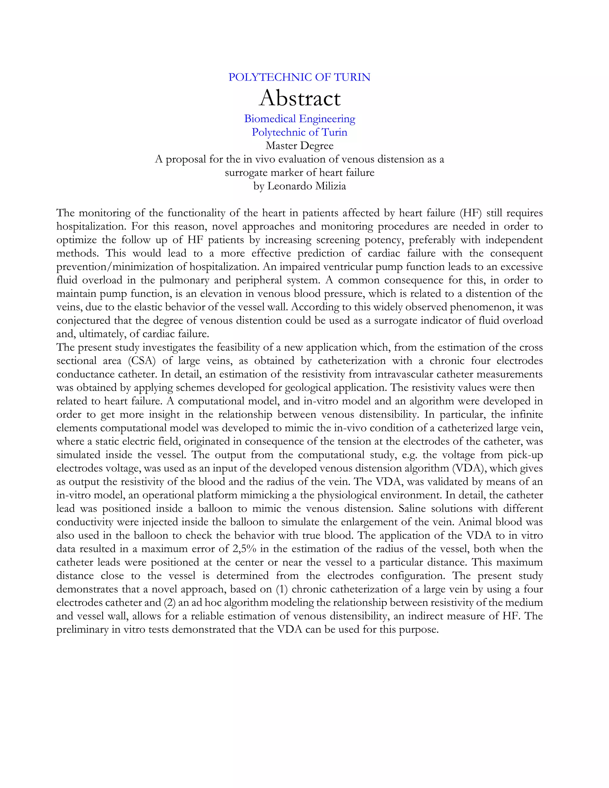 Master Thesis Abstract | PDF
