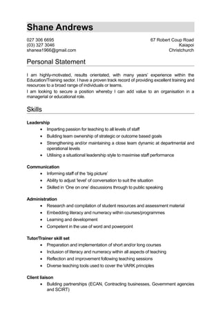 Shane CV | DOC