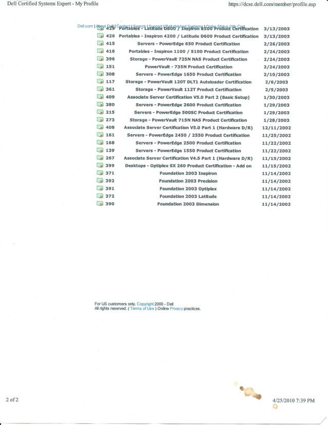 Dell cert list 2 | PDF