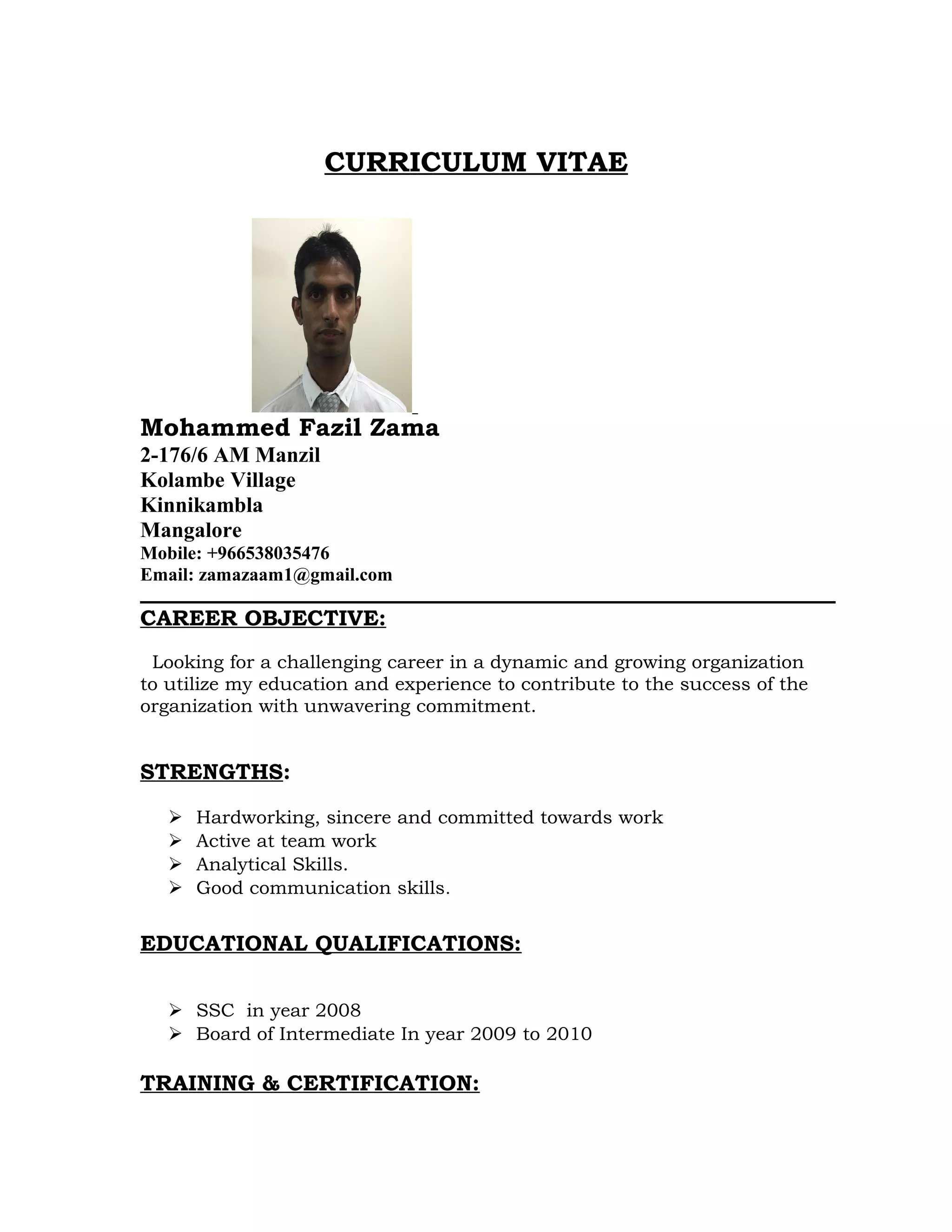 Fazil Zama CV | DOC