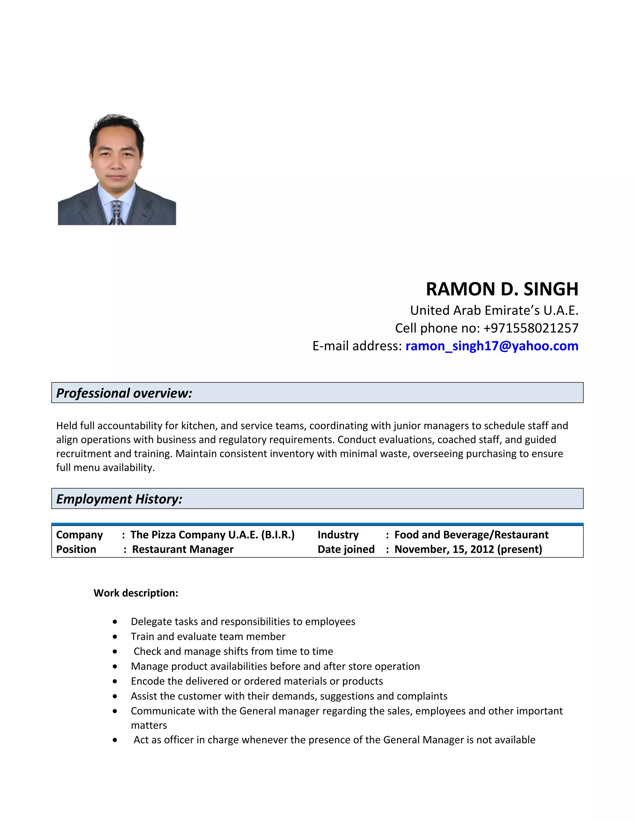 RAMON SINGH | DOC | Business Administration | Business